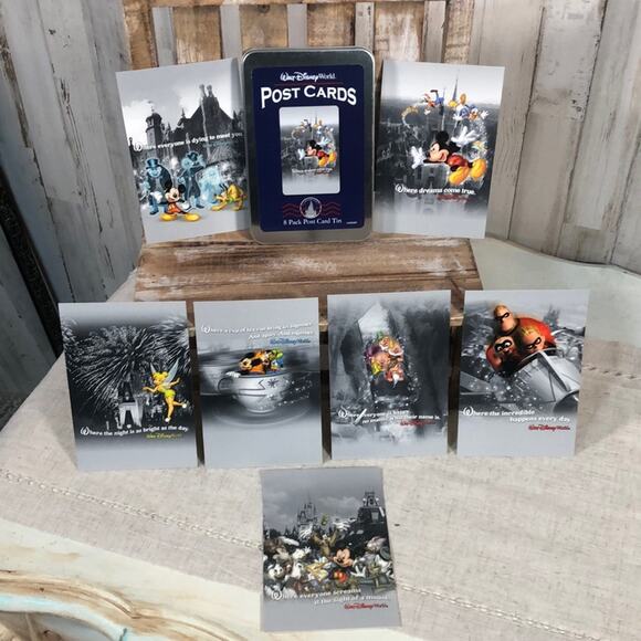 Disney | Office | New Vintage Disney Theme Parks Postcards In A Tin ...